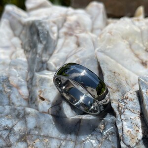 Shiny Ring, Comfort Fit, Titanium and Silver Wedding Band, His or Hers ...