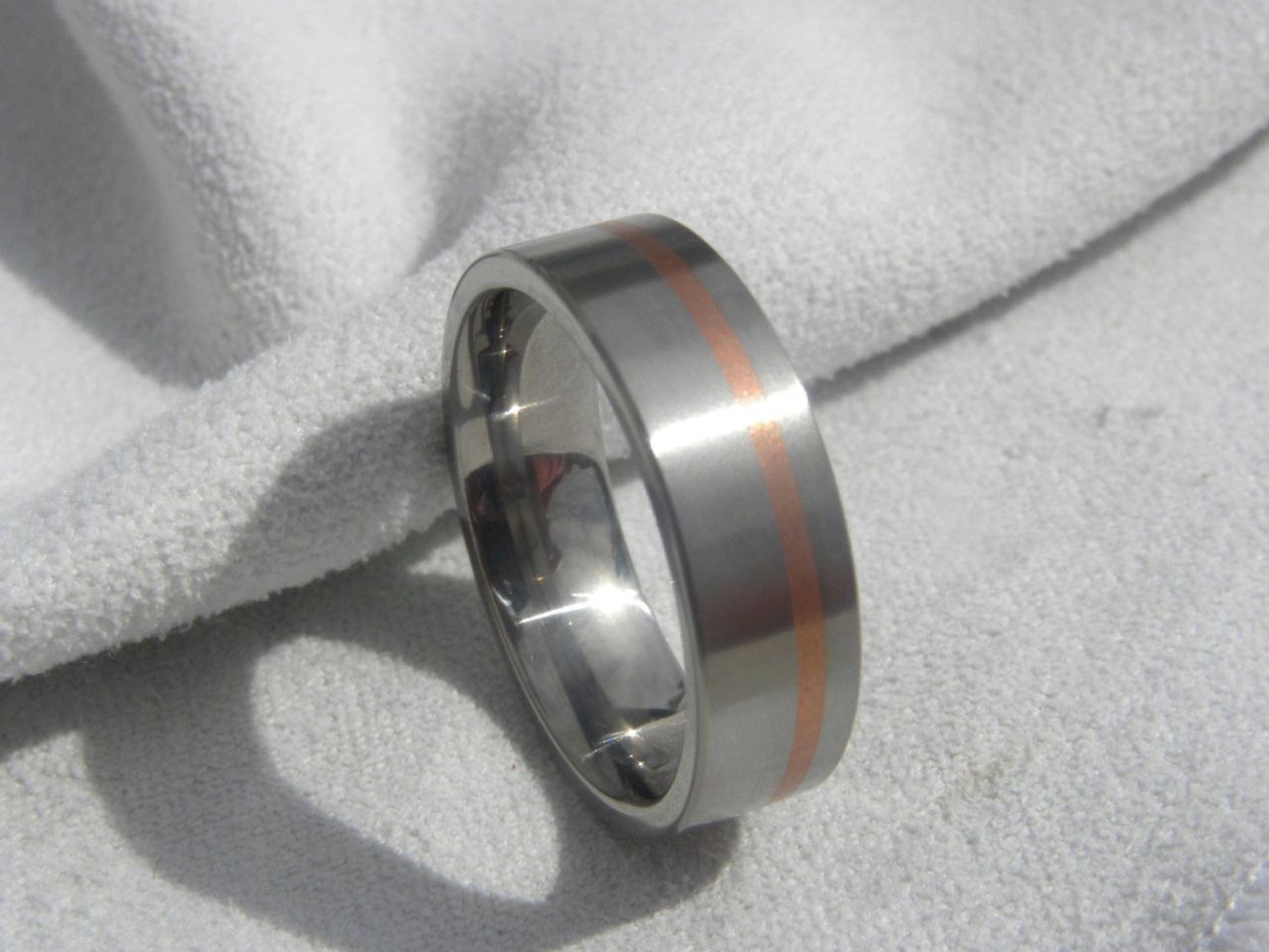 Wedding Band. Titanium With Copper Inlay Ring Satin Finish - Etsy
