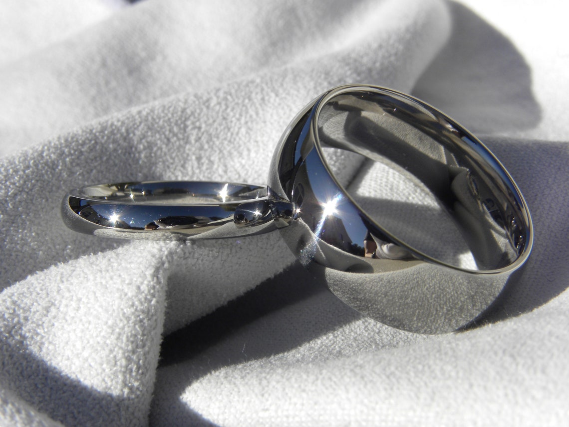 Matching Rings Titanium Ring SET Wedding Bands Polished - Etsy