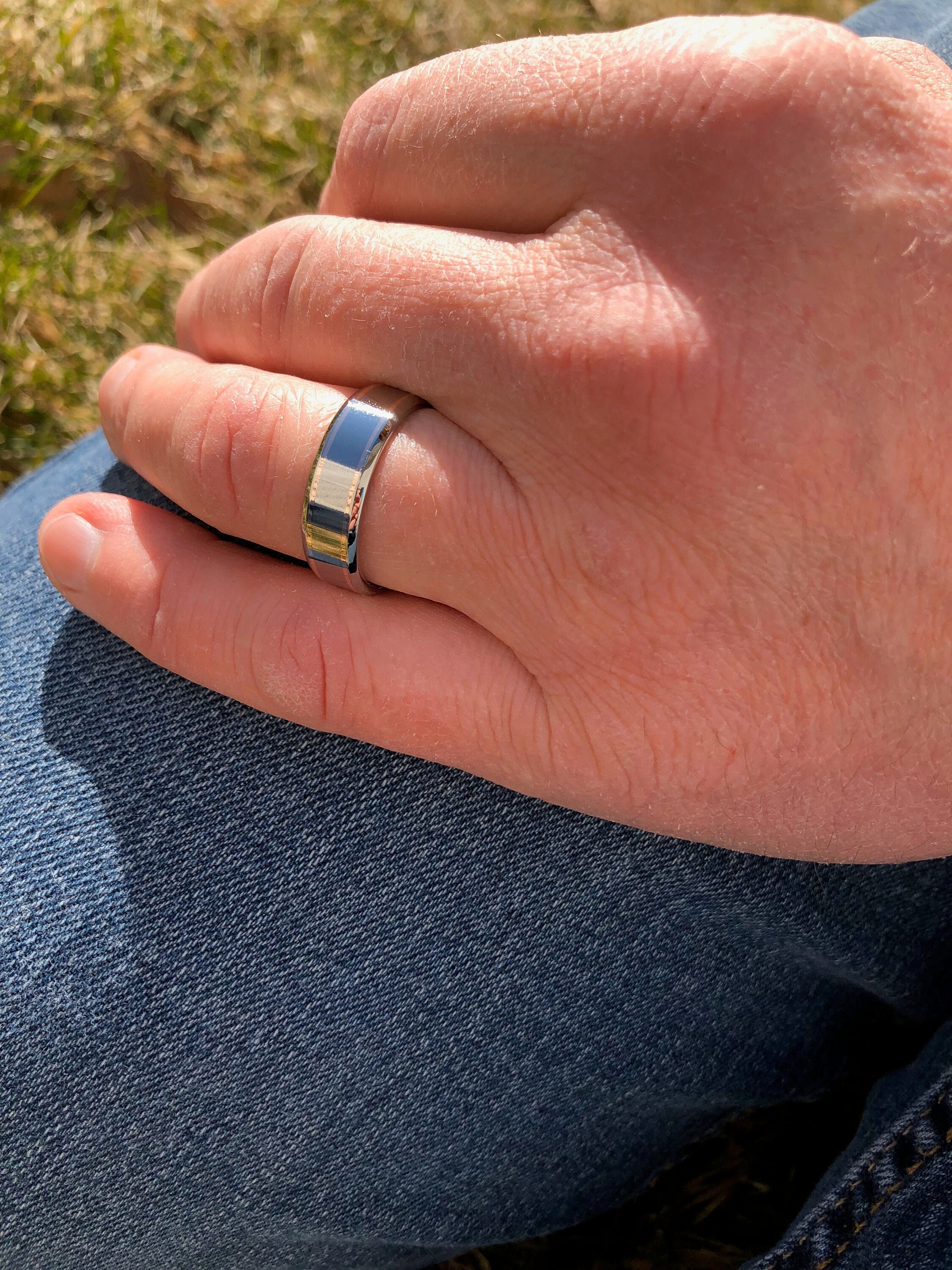 Mens Titanium Rose Gold Ring Wedding Band Unisex Ring | Etsy