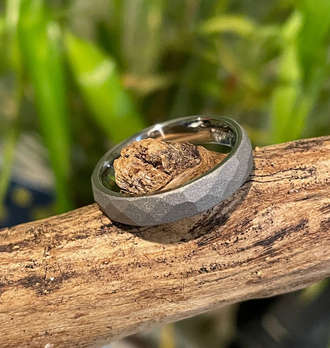 Facet Cut Titanium Ring, Sandblasted Finish, Wedding Band, Comfort Fit ...