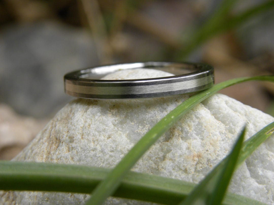 Simple, Classy Looking Ring, Silver and Titanium, Smooth Satin Finish ...