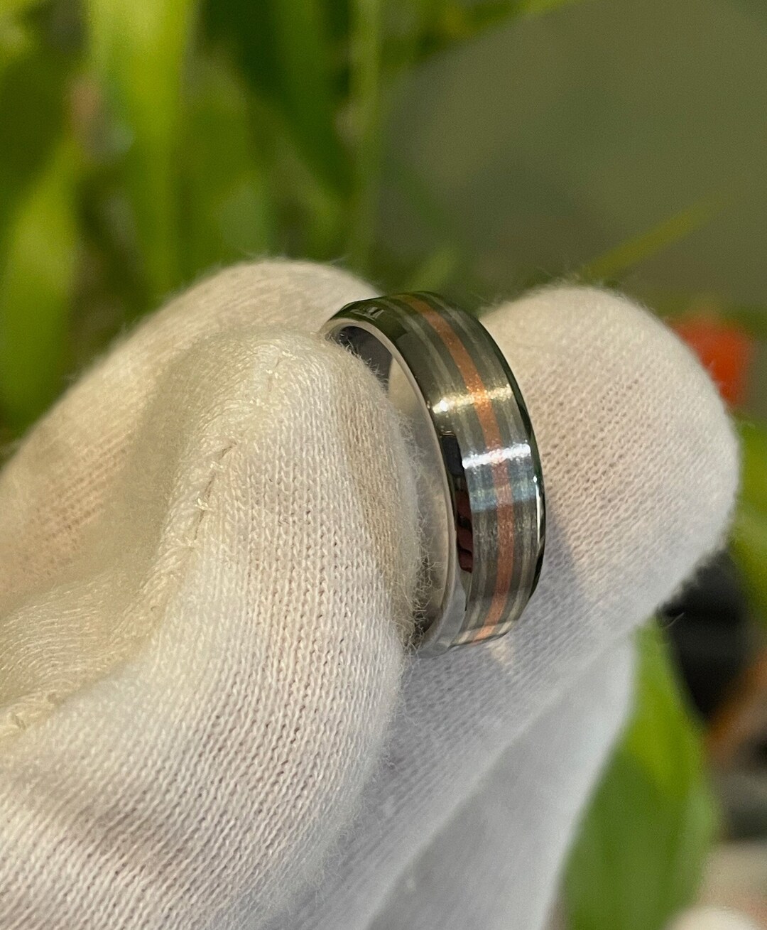 Copper Silver Inlay Titanium Ring, 6mm, US Size 8 - Etsy