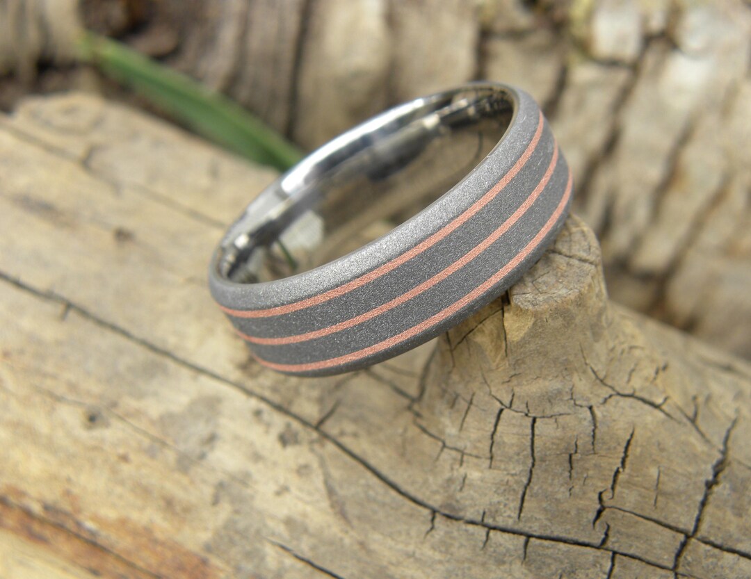 Copper and Titanium Sandblasted Ring, Made to Order, Wedding Band - Etsy