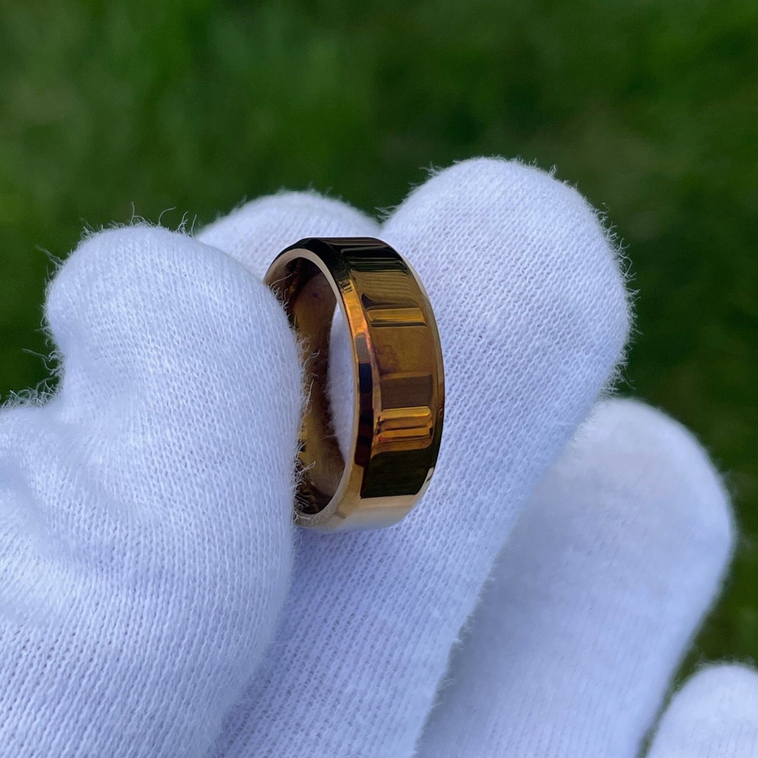 Ring Size 8 1/4, Fire Treated/colored Titanium, 7mm Width, Bevel Edge ...