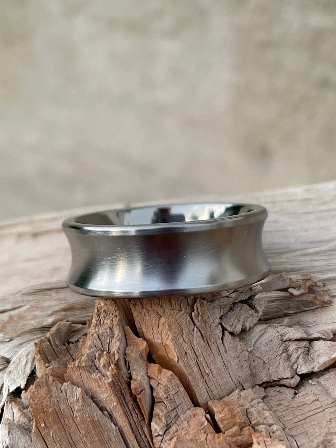 Concave Cut Titanium Ring, Wedding Band, Smooth Satin Finish - Etsy