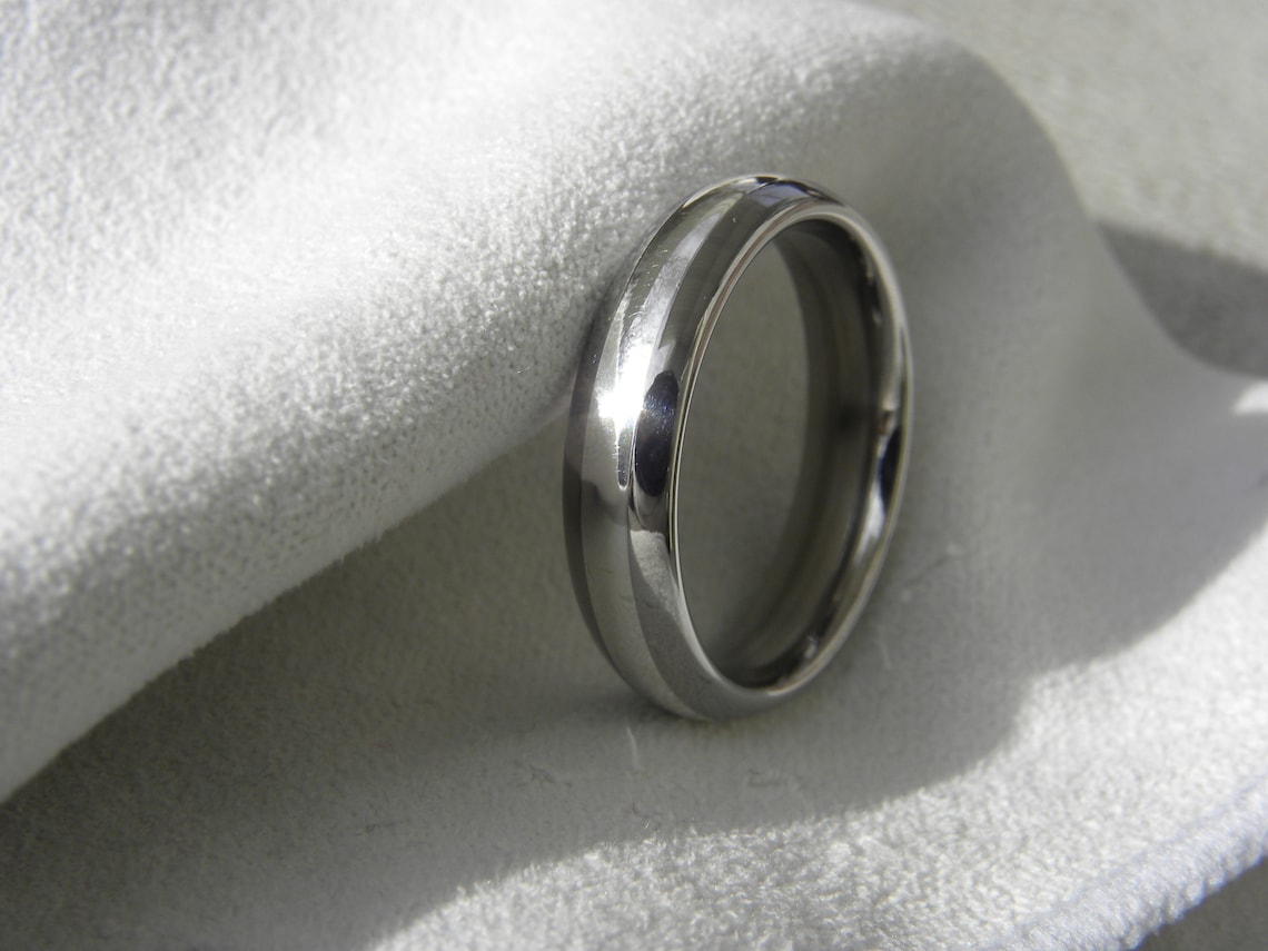 Titanium Silver Ring, Polish Finish, Wedding Band, Ladies, Mens - Etsy
