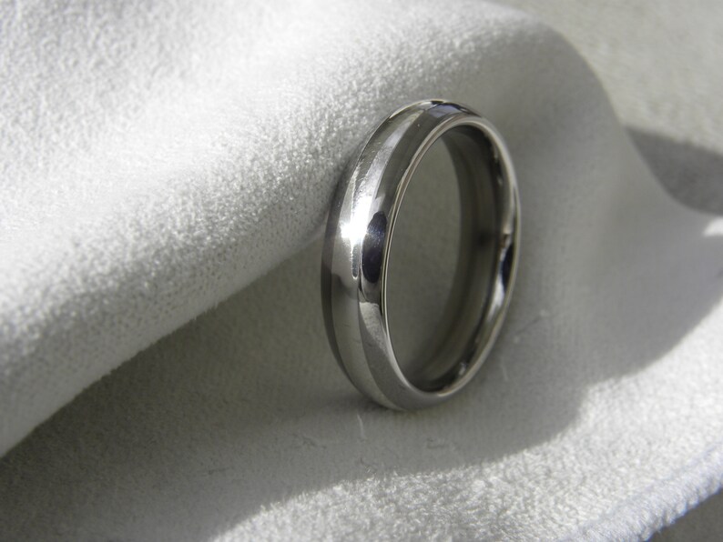 Titanium Silver Ring Polish Finish Wedding Band Ladies - Etsy