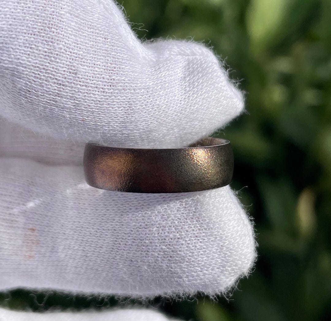 Heat Treated/colored Burnished Titanium Ring, 6mm, Low Dome, US Size 9 ...