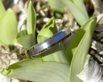 Beveled Titanium Ring Wedding Band 4mm Mens Ladies | Etsy