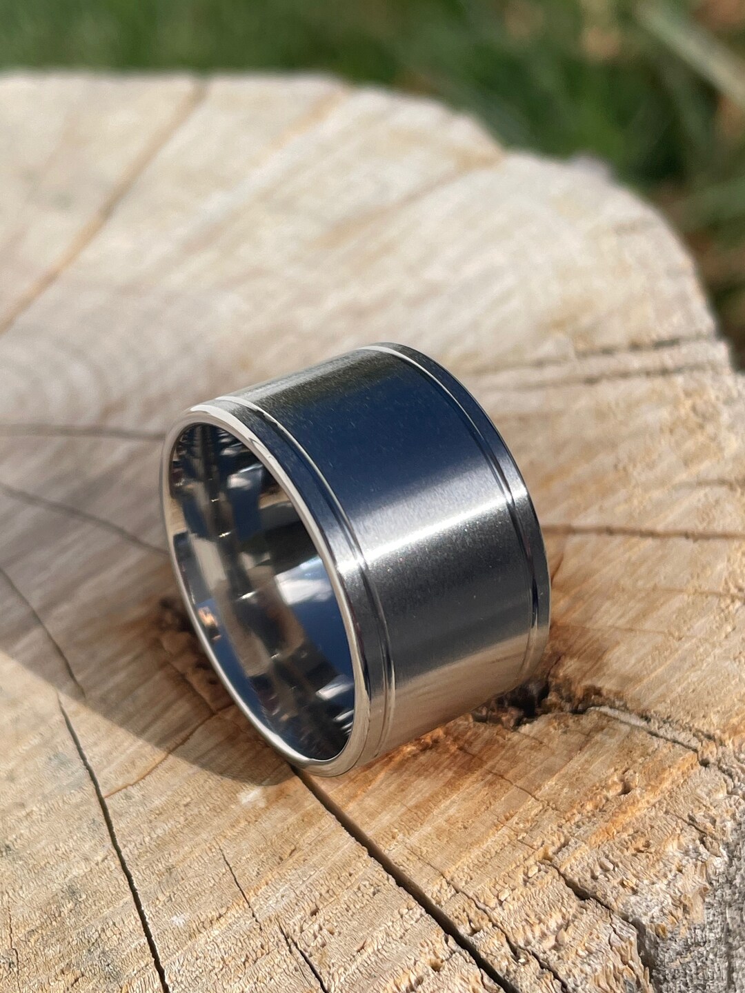 Shallow Groove Ring, Mens, Titanium Wedding Band, Wide Comfort Fit - Etsy