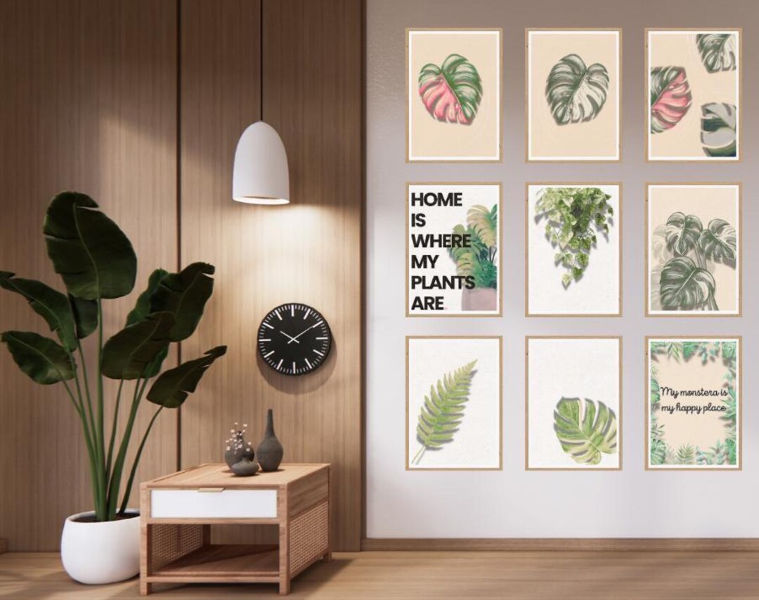 Set of 9 Monstera Prints | Botanical Digital Art | Watercolor Monstera ...