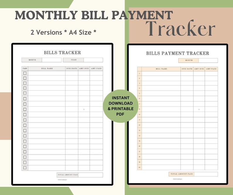 Debt Payment Tracker Printable | Bills Payment Tracker | Debt Payoff ...
