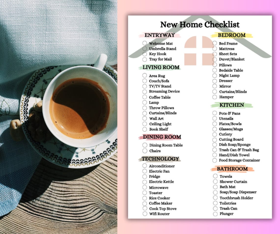 My New Home Checklist Printable 6 A4 Size Pages With Budget & Shopping ...