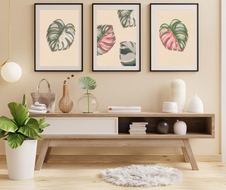 Set of 9 Monstera Prints | Botanical Digital Art | Watercolor Monstera ...