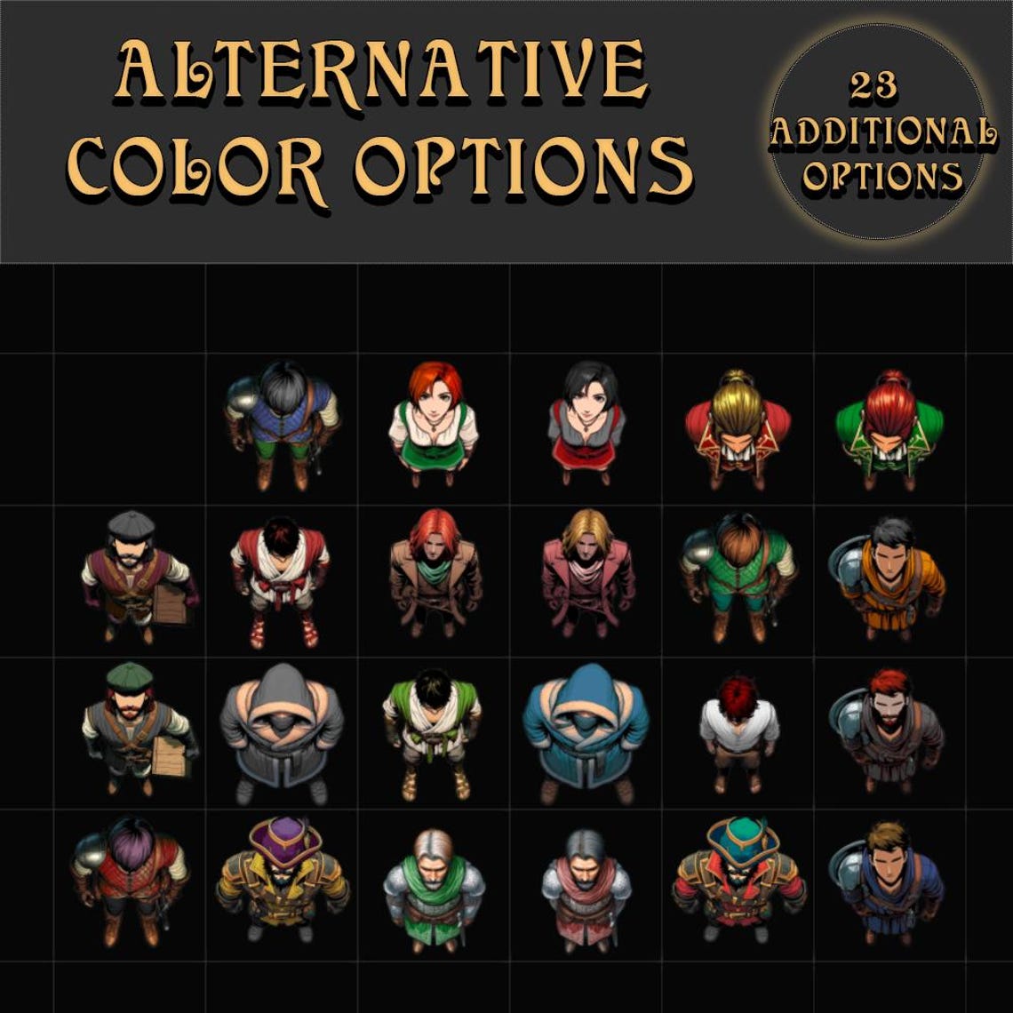 DND Tokens: Animated Human Citizens, Top-down Animated Tokens, Roll20 ...