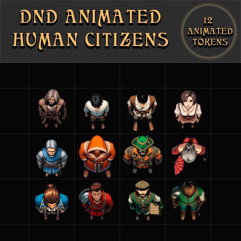 DND Tokens: Animated Human Citizens, Top-down Animated Tokens, Roll20 ...