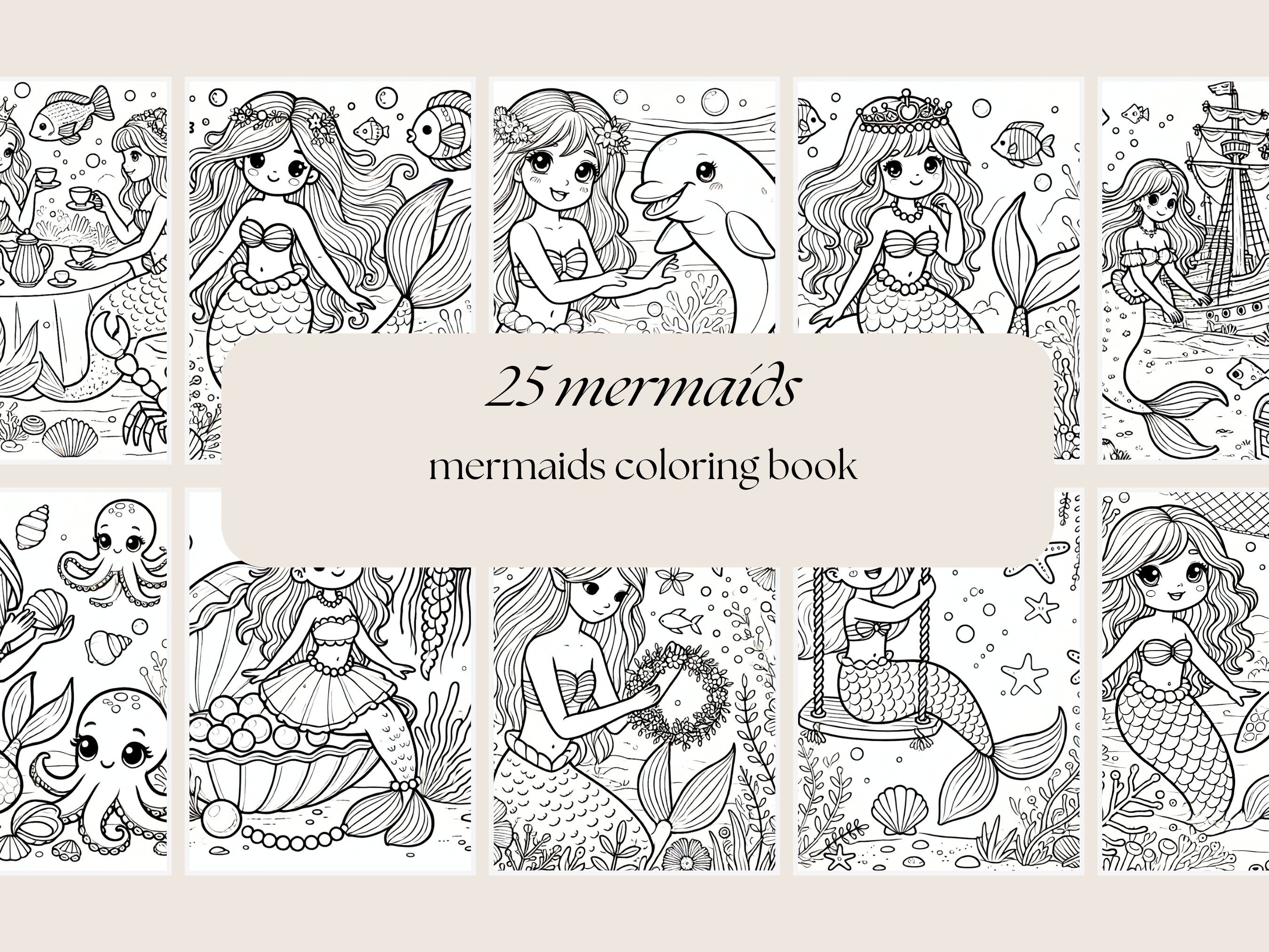 Mermaid Coloring Book for Kids 25 Fun and Magical Mermaid Coloring ...