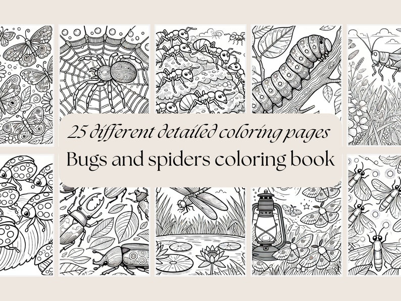 25 Bugs and Spiders Coloring Pages for Kids Educational Activity ...