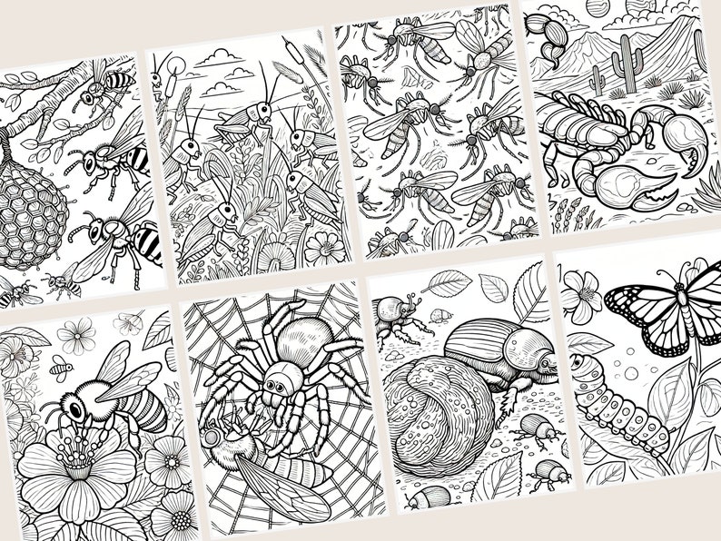 25 Bugs and Spiders Coloring Pages for Kids Educational Activity ...