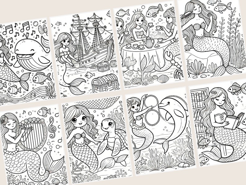 Mermaid Coloring Book for Kids 25 Fun and Magical Mermaid Coloring ...