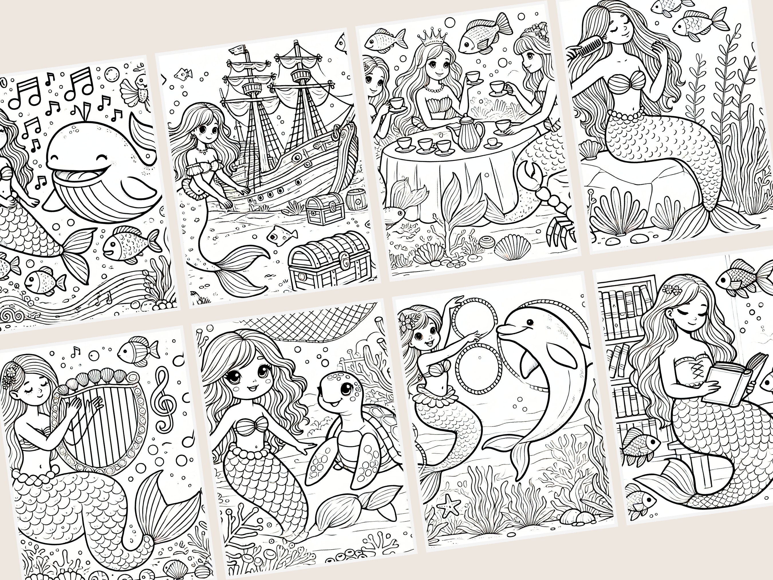 Mermaid Coloring Book for Kids 25 Fun and Magical Mermaid Coloring ...