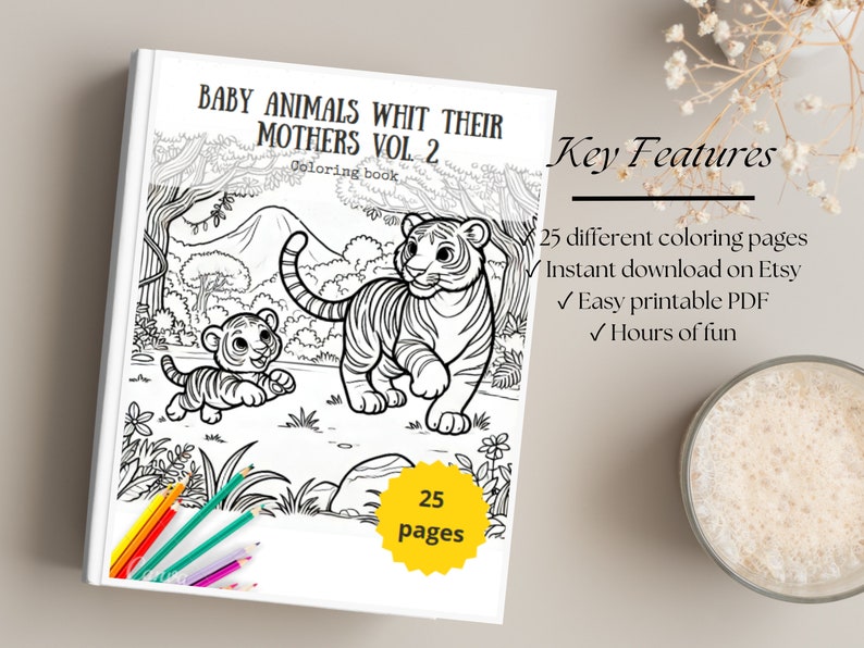Baby Animals and Mothers Coloring Book Vol. 2 25 New Adorable Pages ...
