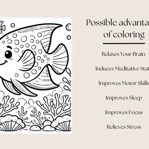 Ocean Animals Coloring Book Cute Kawaii Printable Coloring Pages for ...