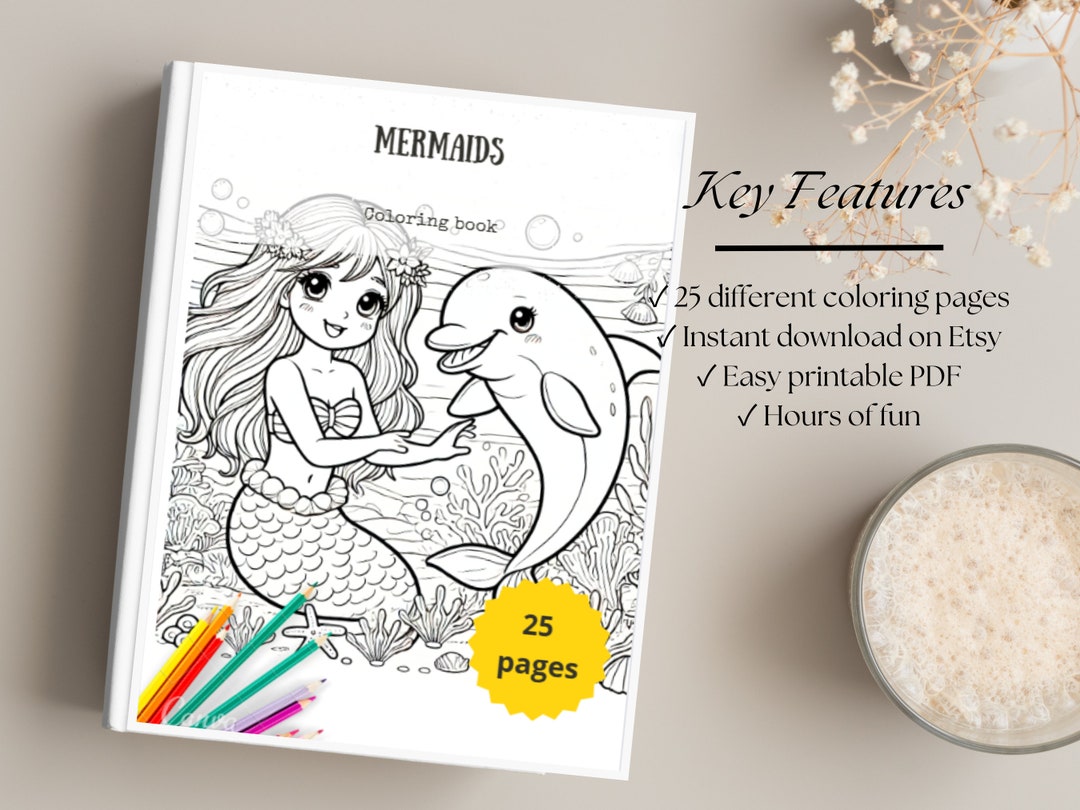 Mermaid Coloring Book for Kids 25 Fun and Magical Mermaid Coloring ...