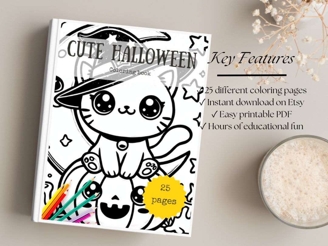 20 Halloween Kawaii Coloring Pages, Halloween Printable, Halloween ...