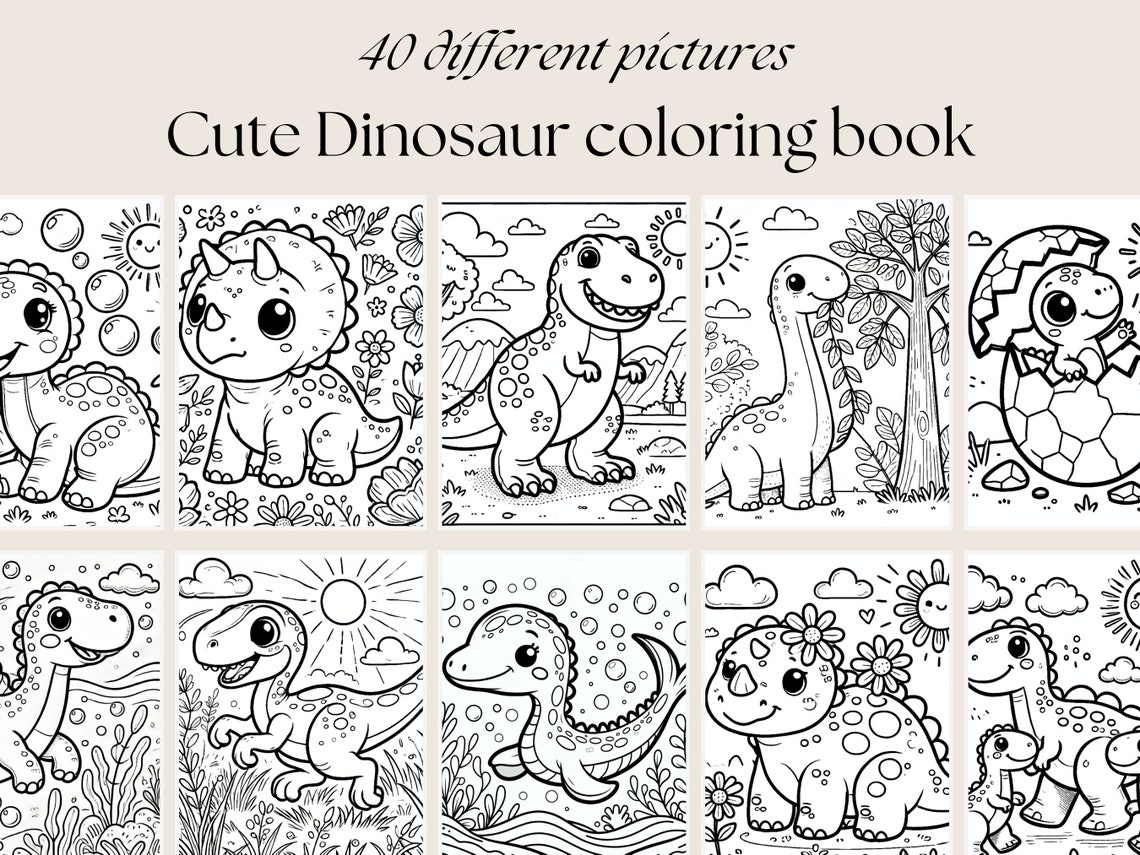 40 Cute Dinosaurs Coloring Pages, Dinosaurs Printable, Coloring ...