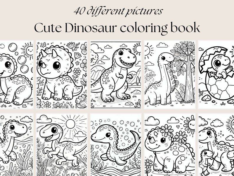 40 Cute Dinosaurs Coloring Pages, Dinosaurs Printable, Coloring ...