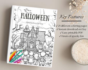 Spooky Coloring Pages for Kids Printable Halloween Activity PDF - Etsy