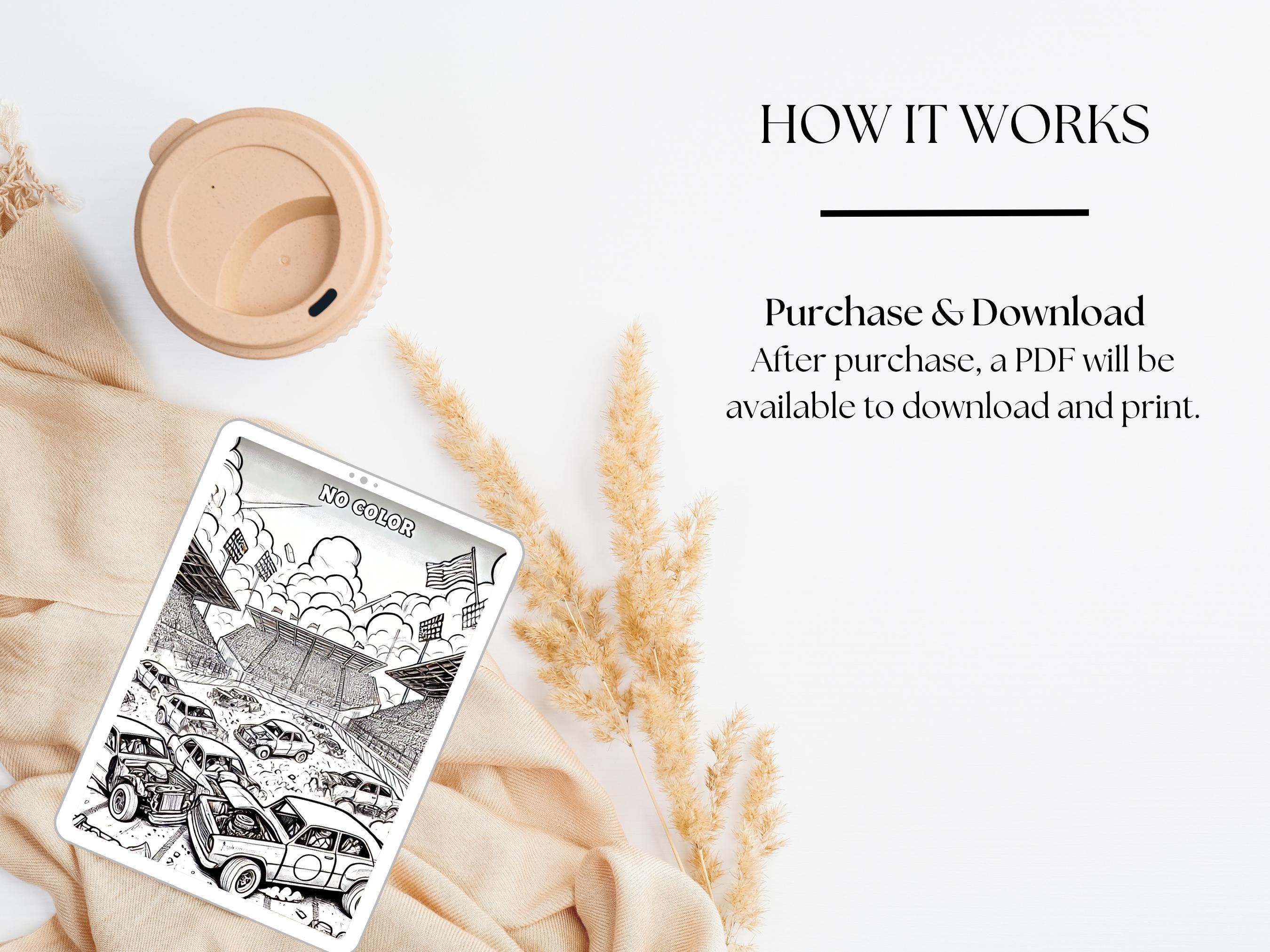 Demolition Derby Coloring Book: 25 Printable Mayhem Pages (PDF) - Etsy