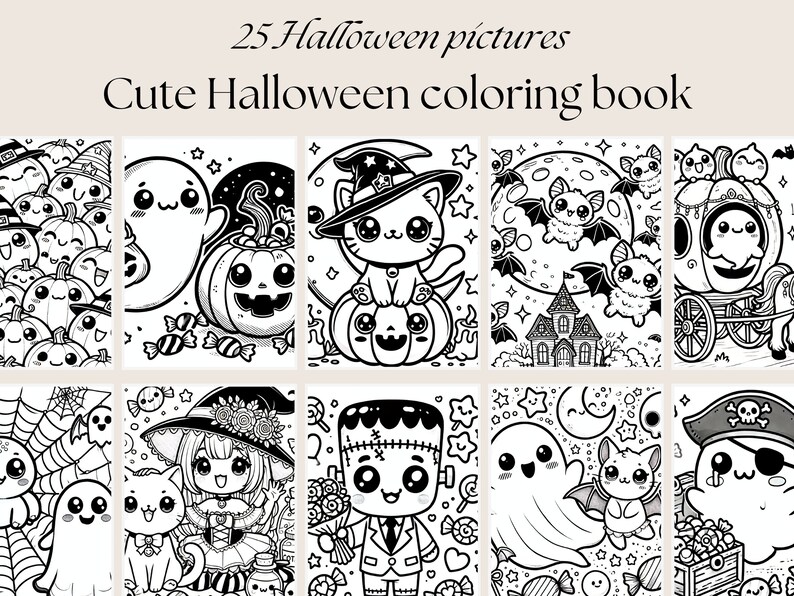 Coloring Book Children Cute Kawaii Coloring Pages Halloween Educational ...