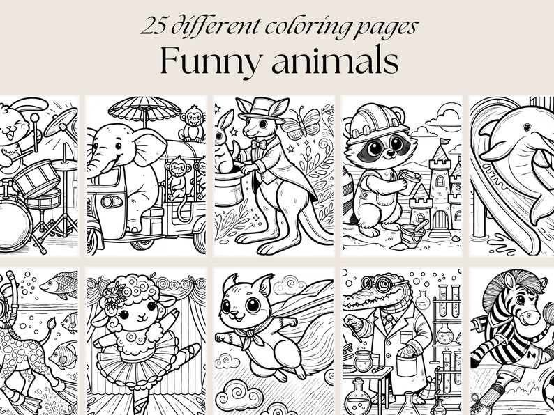 Children's Afterschool Activity Book Funny Animal Coloring Pages for ...