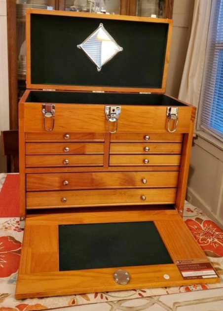 Vintage Style 8 Drawer Collectors Trunk Tool Chest Cabinet Storage ...