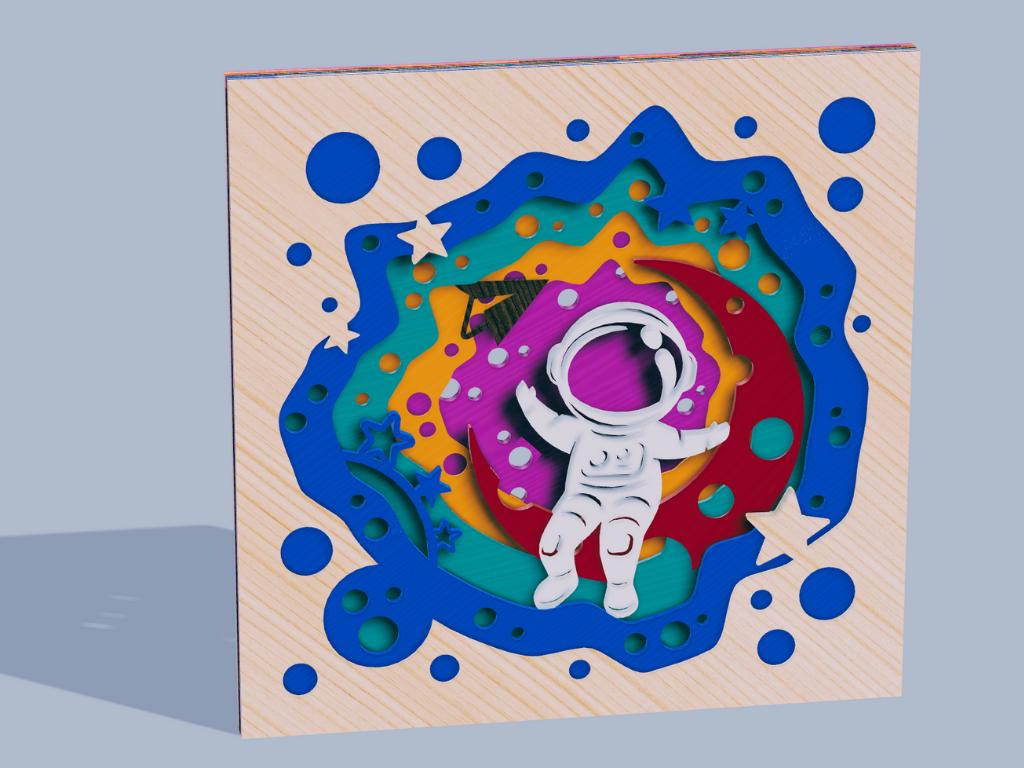 3D Space Astronaut Laser Cut File: Layered Shadow Box SVG DXF - Etsy