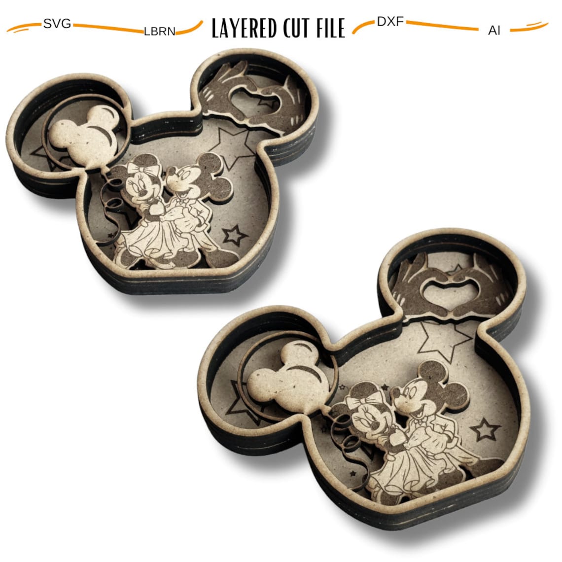 3D Multilayer Mouse Head Laser Cut File, Cartoon Design Machine Files ...