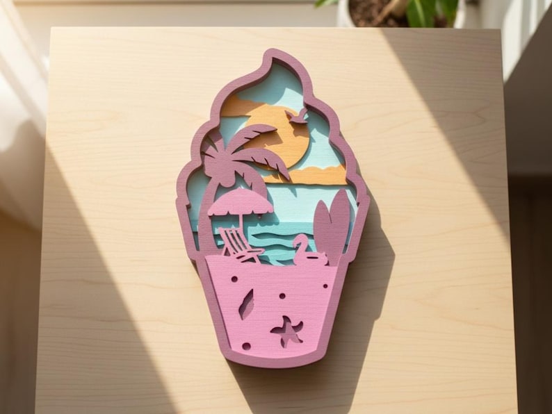 5x Bundle Tropical Beach Layered 3D Wooden Laser Cut File, Laser ...