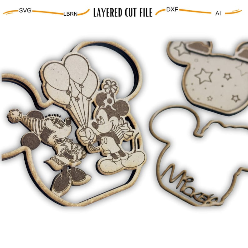 BUNDLE Cartoon Mouse Head 3D Multilayer Design Cutting Laser Files, 3D ...