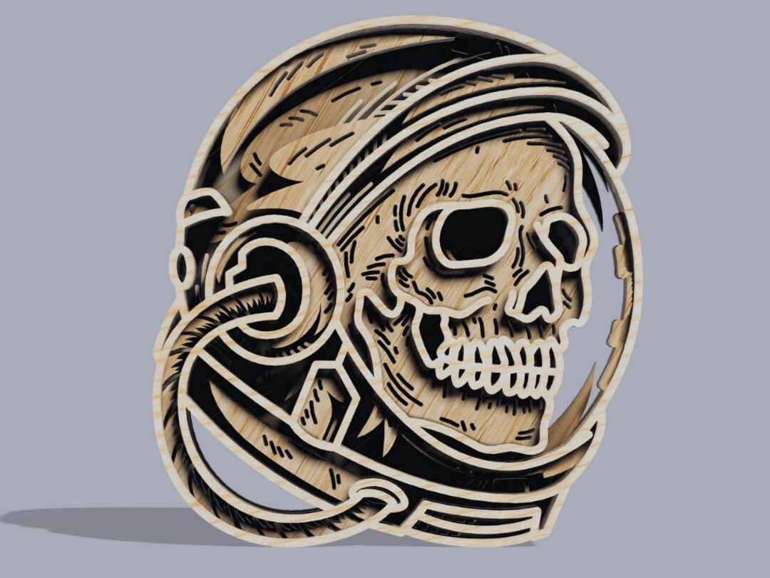 3D Skull Astronaut Laser Cut Files: Multilayer Shadowbox SVG DXF - Etsy