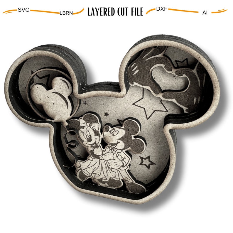 3D Multilayer Mouse Head Laser Cut File, Cartoon Design Machine Files ...