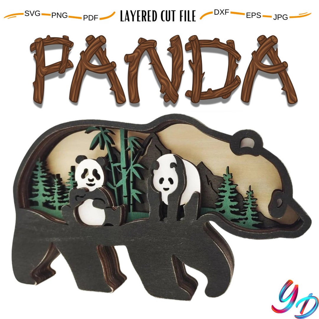 Multilayer 3D Panda Wooden Engraved Laser Cut File, Decoration ...