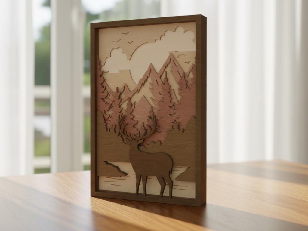 Deer Multi Layered 3D Wooden Laser Cut File, Laser Multilayer Wild Life ...