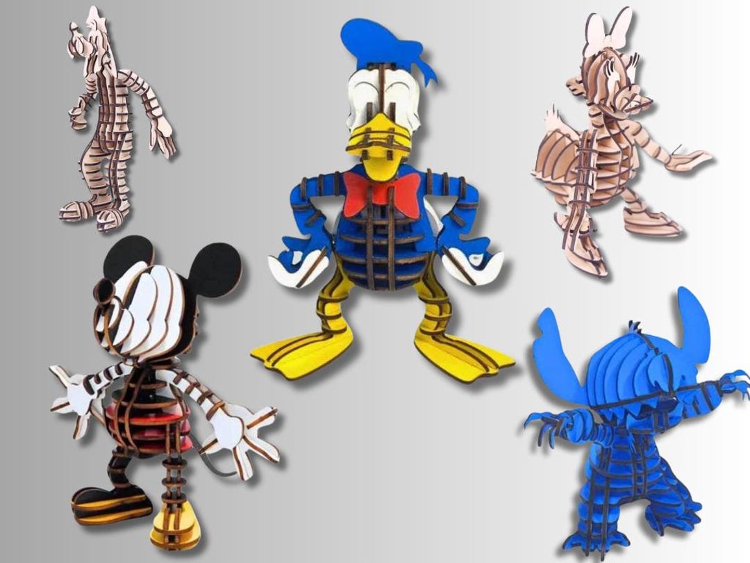 Cartoon Puzzle Bundle 3D Wood Laser Cut Files, Cartoon Character ...