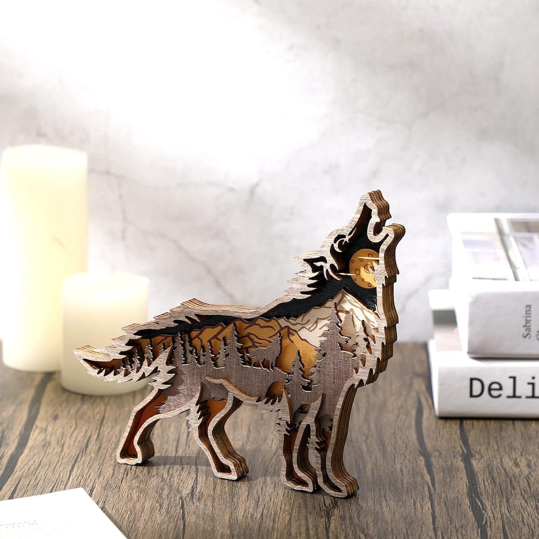 Unique 3D Wolf Wooden Multilayer Engraved Laser Cut File, Decoration ...