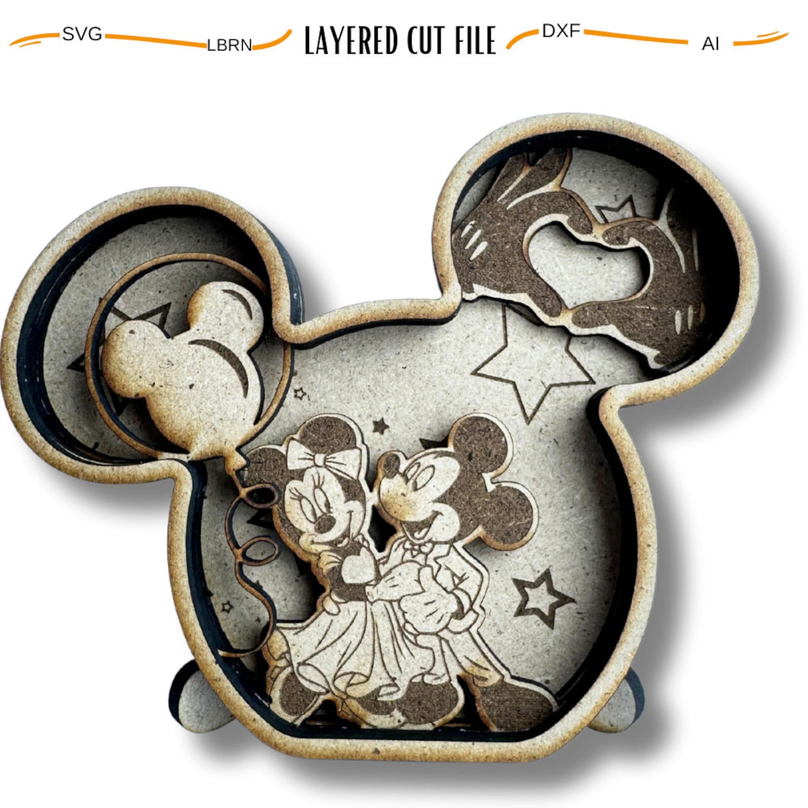3D Multilayer Mouse Head Laser Cut File, Cartoon Design Machine Files ...