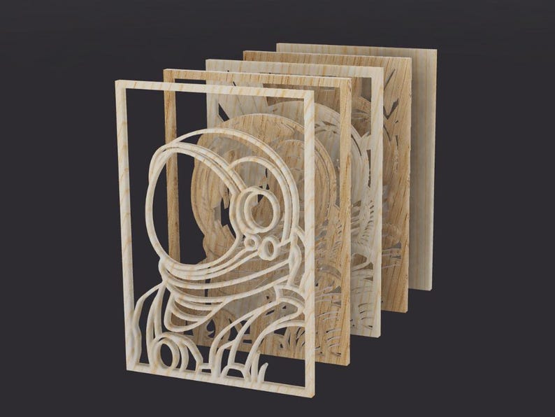 3D Astronaut Multilayer Space Designs for Laser Cutting, Layered Shadow ...