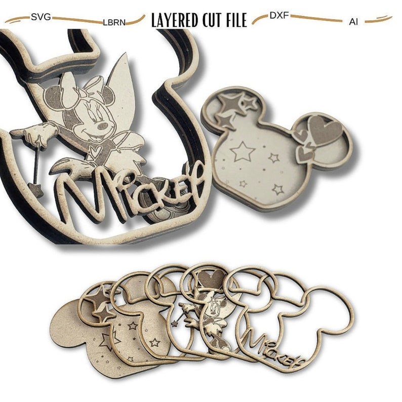 BUNDLE Cartoon Mouse Head 3D Multilayer Design Cutting Laser Files, 3D ...